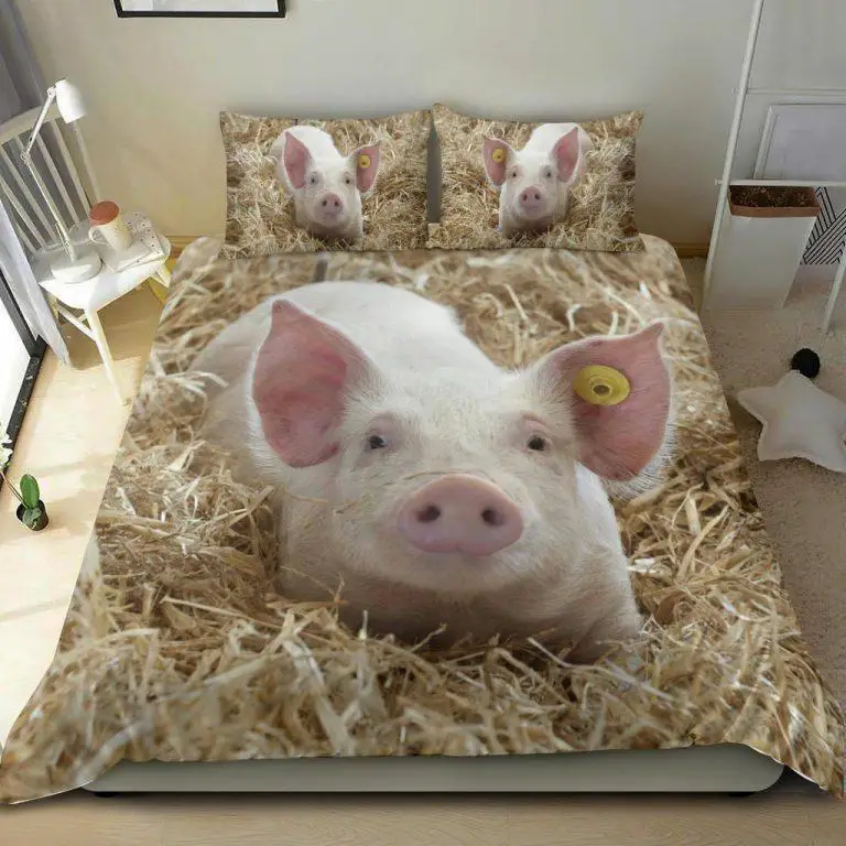 Cute Baby Pig in Grass Bedding Set - Sand Creek Farm
