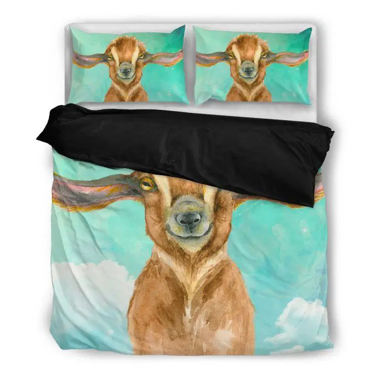 Cute Drawing Baby Goat Bedding Set White - Sand Creek Farm